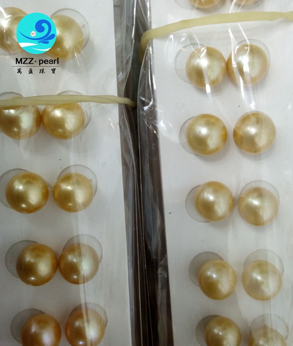 9-10mm small edison Pearl Nucleated Bead Pearls in pairs, half drilled ...