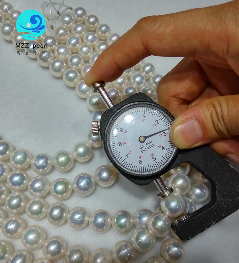 12-15mm round shape high grade Edison Pearl strands , white nucleated ...