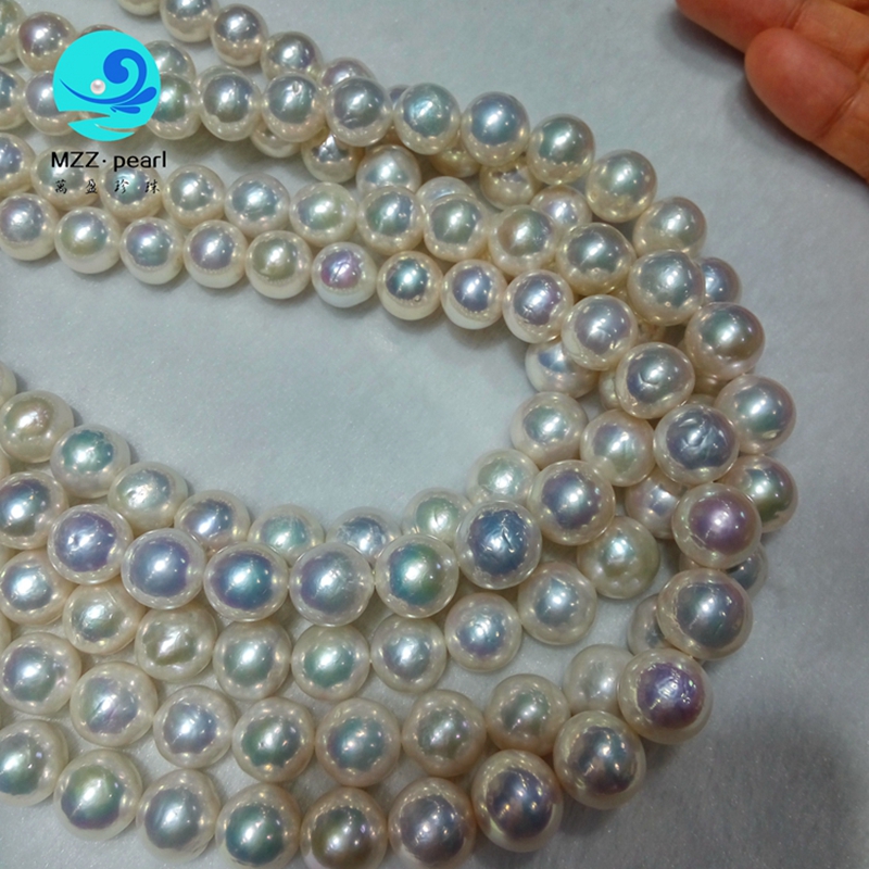 12-15mm round shape high grade Edison Pearl strands , white nucleated ...
