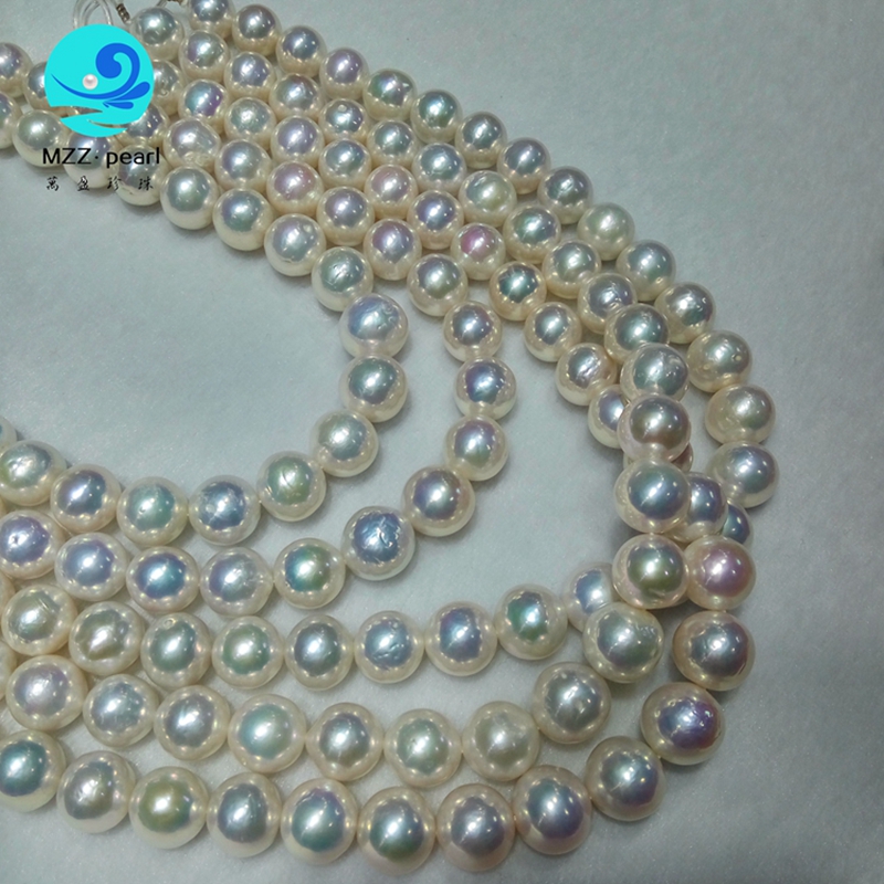 12-15mm round shape high grade Edison Pearl strands , white nucleated ...