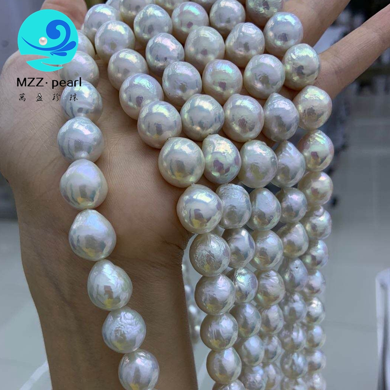 large freshwater pearl necklace edison nucleated freshwater pearls 15mm ...