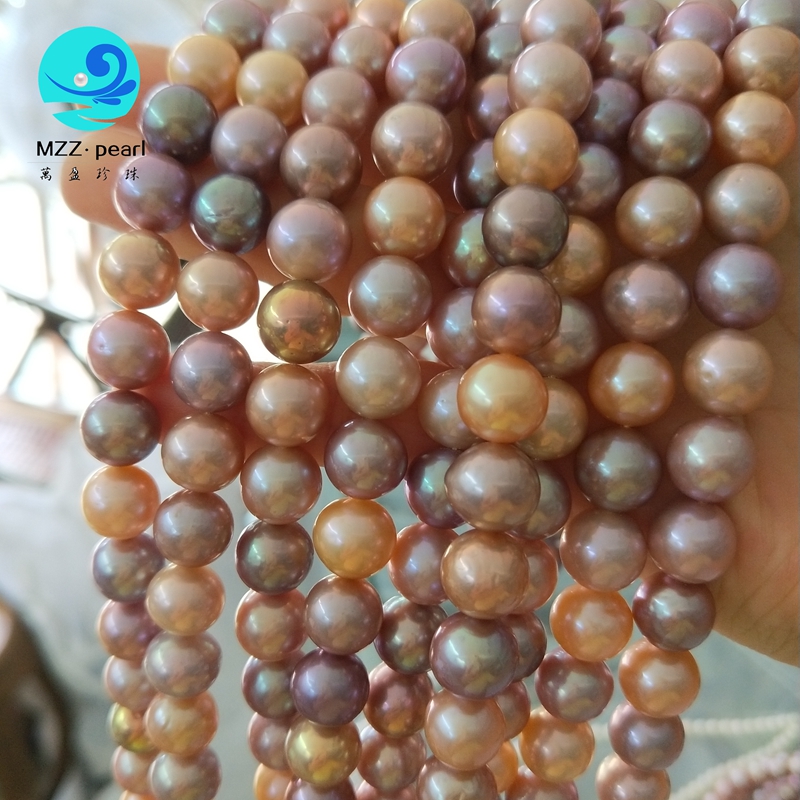Women Pearl Jewelry Design 9-10mm multicolor nucleated edison round ...