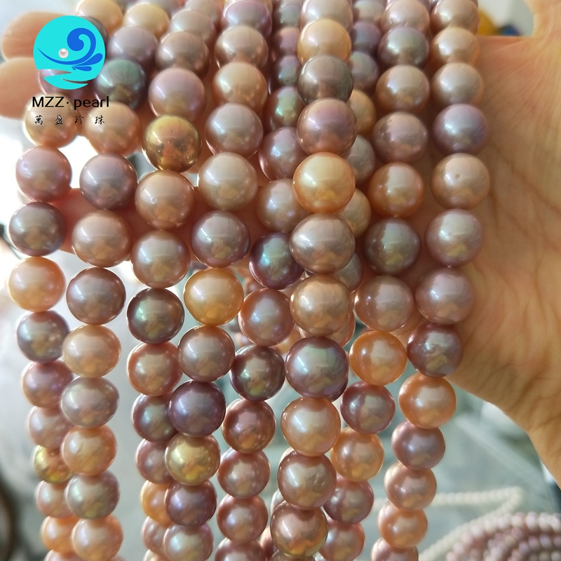 Women Pearl Jewelry Design 9-10mm multicolor nucleated edison round ...