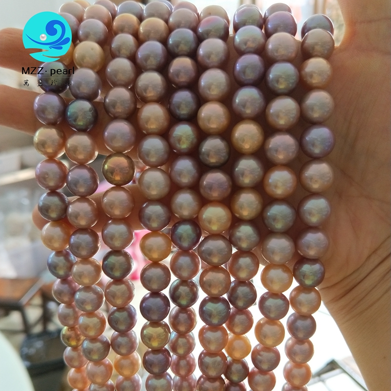Women Pearl Jewelry Design 9-10mm multicolor nucleated edison round ...